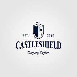 Castle shield logo icon design Royalty Free Vector Image
