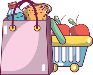 Supermarket products cartoon Royalty Free Vector Image