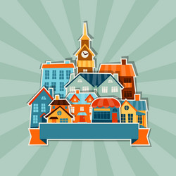 Town background design with cute colorful houses Vector Image