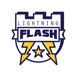 Flash lightning logo badge with symbol Royalty Free Vector
