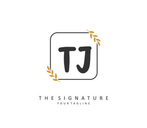 Tj initial letter handwriting and signature logo Vector Image