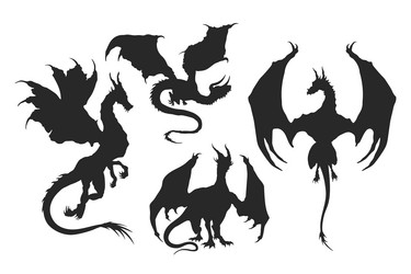 Dragons Flying Outline