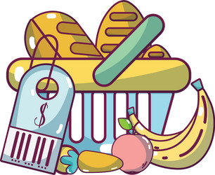 Supermarket products cartoon Royalty Free Vector Image