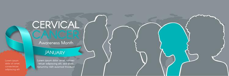 Long horizontal banner for cervical cancer Vector Image