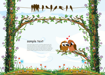 Love birds on branch Royalty Free Vector Image