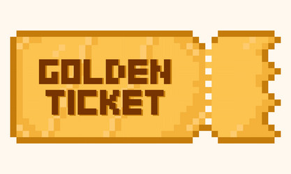 Pixel coupongolden ticket template vip entry Vector Image