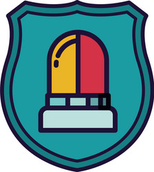 Shield with siren isolated icons Royalty Free Vector Image