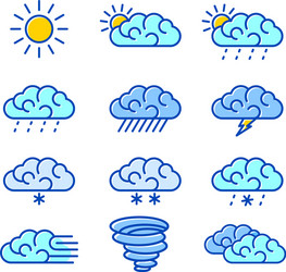 Cartoon characters weather forecast set Royalty Free Vector