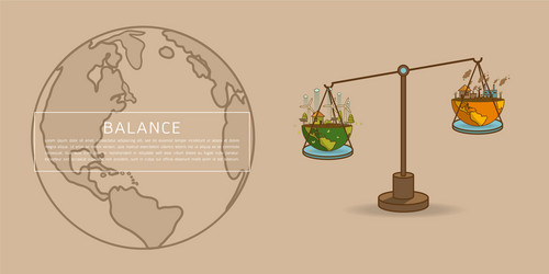 World globe on a scale balance concept Royalty Free Vector