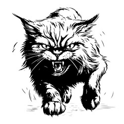 Angry cat head isolated black color Royalty Free Vector