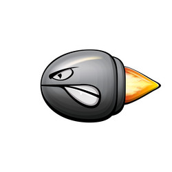 Cartoon gun bullet with fire trail Royalty Free Vector Image