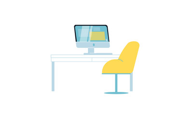 Flat cartoon computer monitor on work desk Vector Image