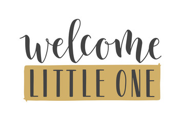 Lettering of welcome to the world baby in golden Vector Image