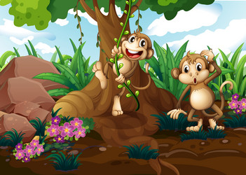 Monkey Under Tree Vector Images (38)