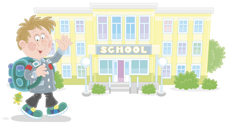 Schoolchildren going to school Royalty Free Vector Image