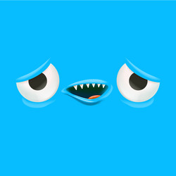 Funny blue monster face with open mouth Royalty Free Vector
