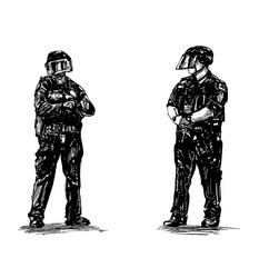 Police officer drawing isolated hand drawn Vector Image