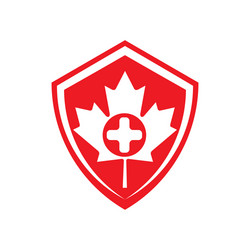 Shield logo health care canada with cross Vector Image