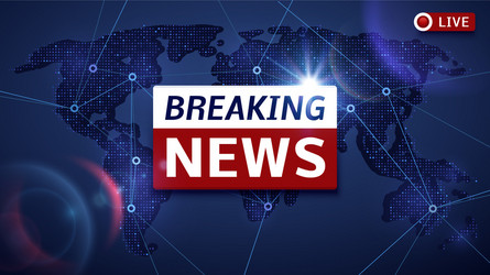 Breaking news live on blue world map background Vector Image