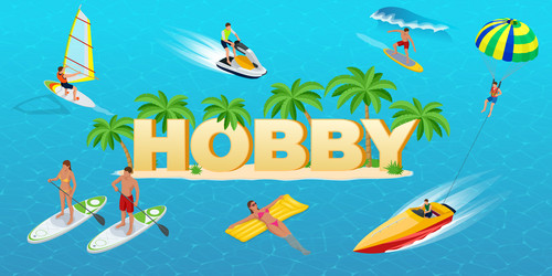 Hobby isometric flowchart Royalty Free Vector Image