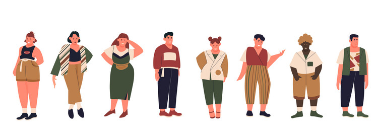 Fashion woman plus size cartoon young character Vector Image