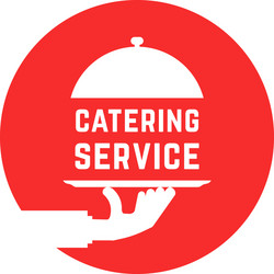 Hand holding a tray menu service logo Royalty Free Vector