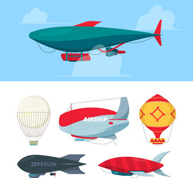 Zeppelin passenger airship bright colored cigar Vector Image