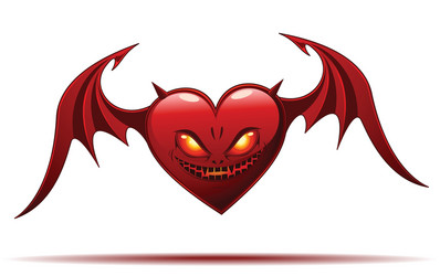 Scratchboard engraved evil heart Royalty Free Vector Image