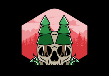 Pine trees stuck in skull design Royalty Free Vector Image