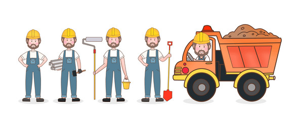 Builders and construction industry character set Vector Image