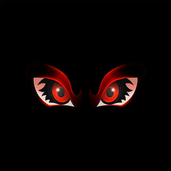Glowing red evil monster eyes on black background Vector Image