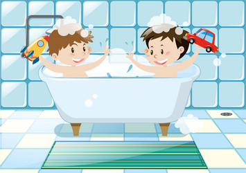 Cartoon little boy taking a bath Royalty Free Vector Image