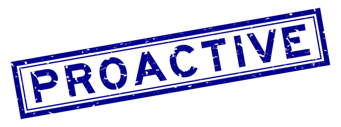 Grunge blue proactive word rubber seal stamp Vector Image