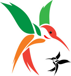 Colorful hummingbird icon symbol in flat style Vector Image