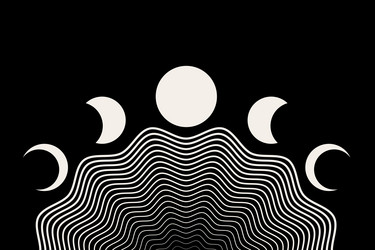Moon phases geometric waves abstract banner sign Vector Image