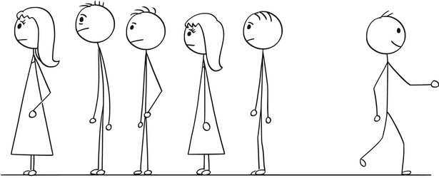 Cartoon of line people waiting in queue Royalty Free Vector