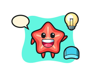 Starfish cartoon with crying gesture Royalty Free Vector