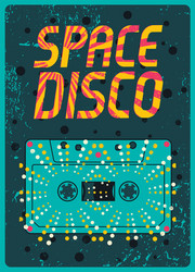 Space disco party vintage poster design Royalty Free Vector