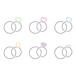 Simple black wedding rings symbols set Royalty Free Vector