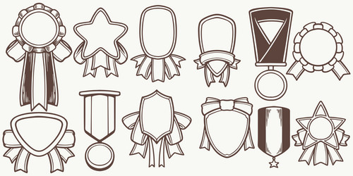 Twelve medals hand drawn set medal drawing Vector Image