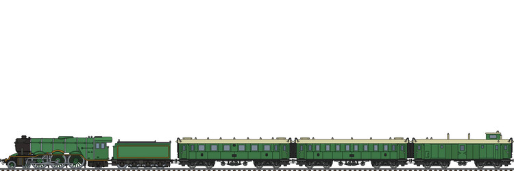 Vintage green passenger steam train Royalty Free Vector