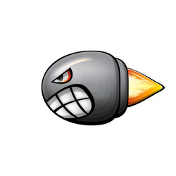 Cartoon gun bullet with fire trail Royalty Free Vector Image