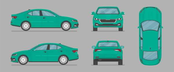 Cars side front back top view Royalty Free Vector Image