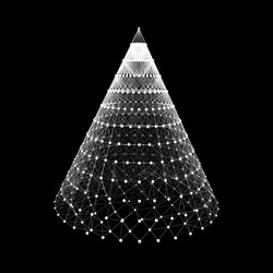 Cone low poly geometric shape of wireframe grid Vector Image