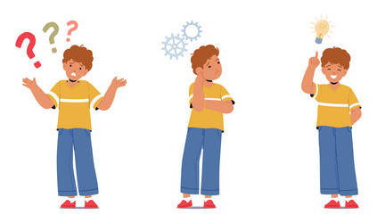 Thoughtful and introspective school boy character Vector Image