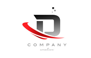 Red swoosh d alphabet letter logo icon design Vector Image