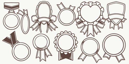Twelve medals hand drawn set medal drawing Vector Image