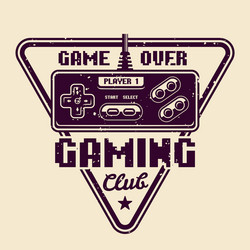 Retro gaming club emblem with game console Vector Image