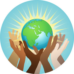 Hands with earth Royalty Free Vector Image - VectorStock