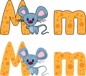 Mouse with letter m isolated abc alphabet Vector Image
